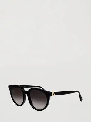 Fendi Round Frame Acetate Sunglasses With Ff Monogram Logo - Black