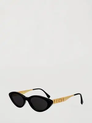 Fendi Cat-eye Acetate Sunglasses With Metal Logo Lettering - Black