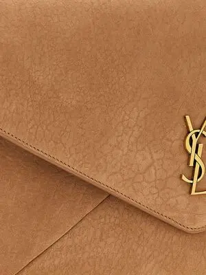 Saint Laurent Suede Calfskin Envelope Clutch With Monogram