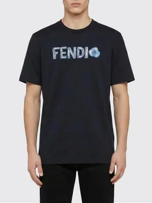 Fendi Cotton T-shirt With Logo - Navy