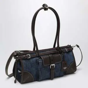 Prada Bonnie Medium Handbag In Denim And Leather