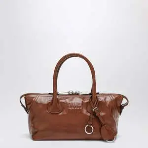 Miu Miu Glossy Rosewood Leather Top-handle Bag - Brown