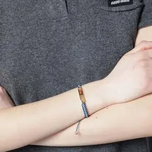 Miu Miu Braided Cord Bracelet With Gold-tone Logo