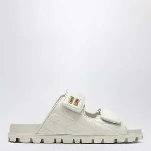 Miu Miu Matelassé Nappa Leather Sandals - White