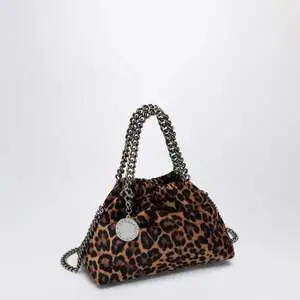 Stella McCartney Falabella Mini Drawstring Bag In Leopard Velvet