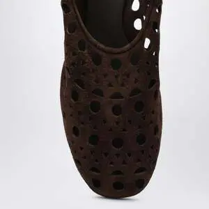 Alaïa Vienne Perforated Suede Slippers