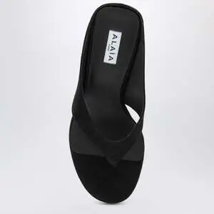 Alaïa Suede Goat Leather Wedge Thong Mules