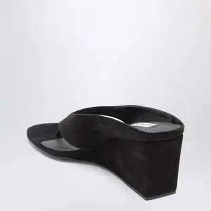Alaïa Suede Goat Leather Wedge Thong Mules