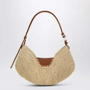 Loewe Medium Swing Bag In Natural Raffia And Calf Leather
