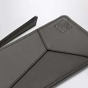 Loewe Puzzle Coin Purse With Card Holder In Dark Leather