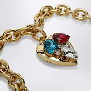 Alessandra Rich Gold-tone Chain Necklace With Embellished Heart Pendant