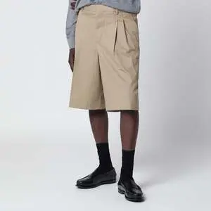 AMI Paris Pleated Cotton Bermuda Shorts