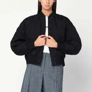 JIL SANDER Quilted Viscose Bomber Jacket - Black