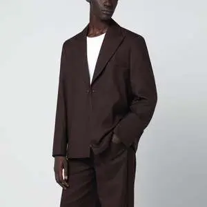 Séfr Seydou Mud-colored Jacket In Wool Blend Twill - Brown