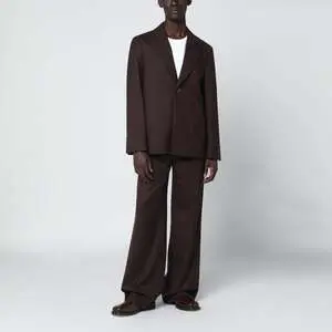 Séfr Seydou Mud-colored Jacket In Wool Blend Twill