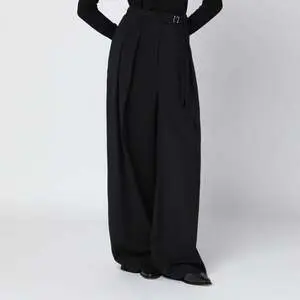 Sportmax Wide-leg Stretch-wool Trousers - Black