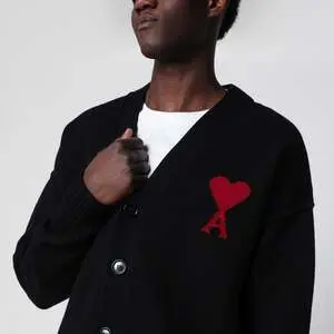 AMI Paris De Coeur Virgin Wool Cardigan