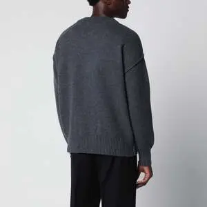 AMI Paris Virgin Wool Cardigan With De Coeur Logo