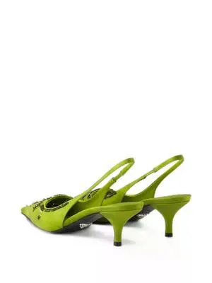 Prada Embroidered Satin Slingback Pumps