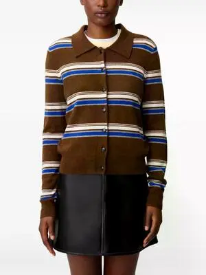 Claudie Pierlot Striped Knit Cardigan With Cashmere And Shirt Collar