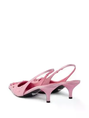 Prada Embroidered Satin Slingback Pumps