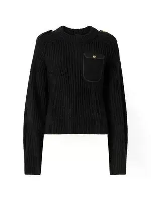 Pinko Ribbed-knit Epaulette Sweater With Pocket Detail