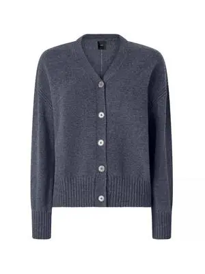 Pinko V-neck Cardigan With Ribbed Trim - Grey