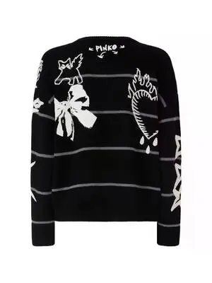 Pinko Intarsia Knit Sequin-embellished Sweater