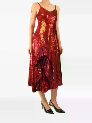 Loewe Sequin-embellished Ruffled Midi Dress