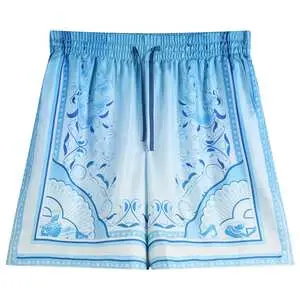 Casablanca Egyptian Rug Silk Shorts - Blue