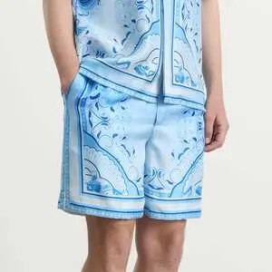 Casablanca Egyptian Rug Silk Shorts - Blue