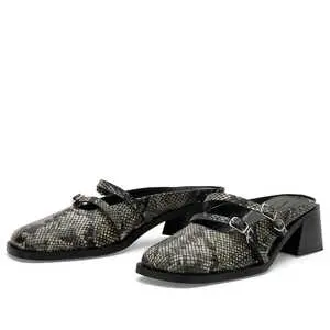 JUSTINE CLENQUET Andie Python Print Leather Mules