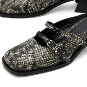 JUSTINE CLENQUET Andie Python Print Leather Mules