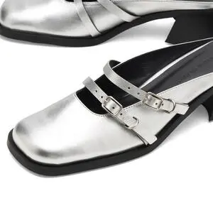 JUSTINE CLENQUET Andie Mules Metallic Leather