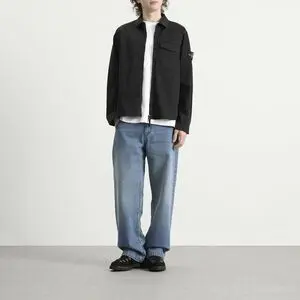 Stone Island Organic Cotton Satin Zip Shirt Jacket