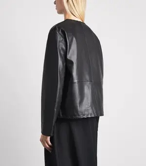 RÓHE Leather Jacket With Blanket Stitch Detailing