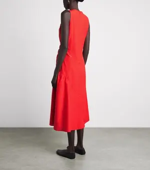 Theory Asymmetric Ruched Midi Dress