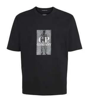 C.P. COMPANY Cotton Embroidered Logo T-shirt - Black