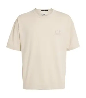 C.P. COMPANY Cotton Embroidered Logo T-shirt - Silver