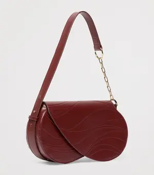 Marina Rinaldi Faux Leather Shoulder Bag With Gold-tone Detailing - Red