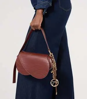 Marina Rinaldi Faux Leather Shoulder Bag With Gold-tone Detailing - Red