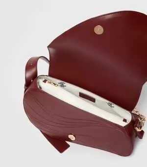 Marina Rinaldi Faux Leather Shoulder Bag With Gold-tone Detailing - Red