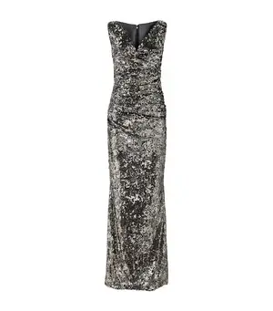 Talbot Runhof Sequinned Column Gown - Metallic
