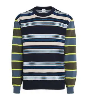 Paul Smith Wool-cotton Stripe Sweater - Navy
