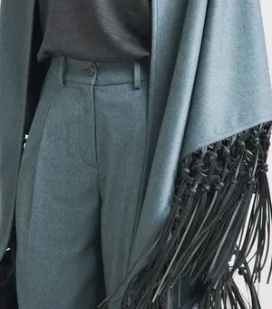 Colombo Cashmere And Leather Fringe Cape
