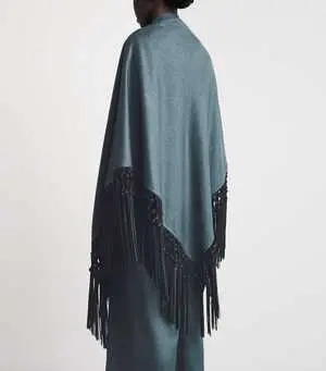 Colombo Cashmere And Leather Fringe Cape