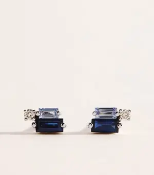 SUZANNE KALAN Gold, Diamond And Sapphire Bold Stud Earrings - White
