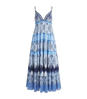 La DoubleJ Cotton Printed Maxi Dress - Blue