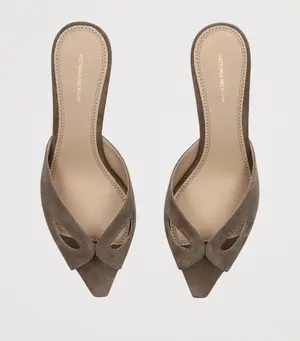 Victoria Beckham Suede Harlow Mask Mules 55 - Brown