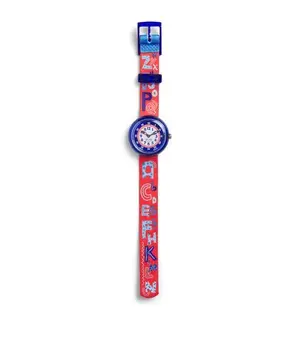 FLIK FLAK Know Your Abc" Quartz Watch With Alphabet Motif - Red